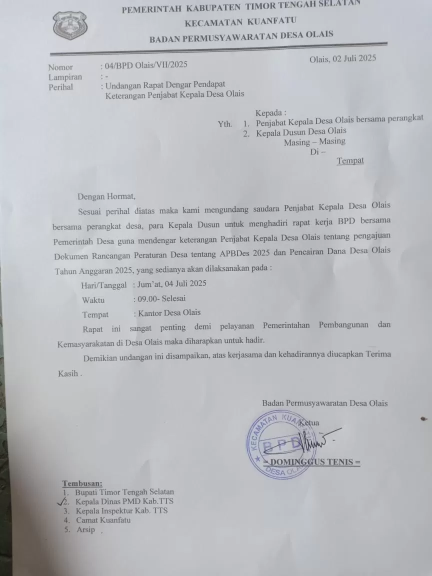 Polemik Stempel BPD Olais, Rapat Klarifikasi Digelar – Desa Nusantara